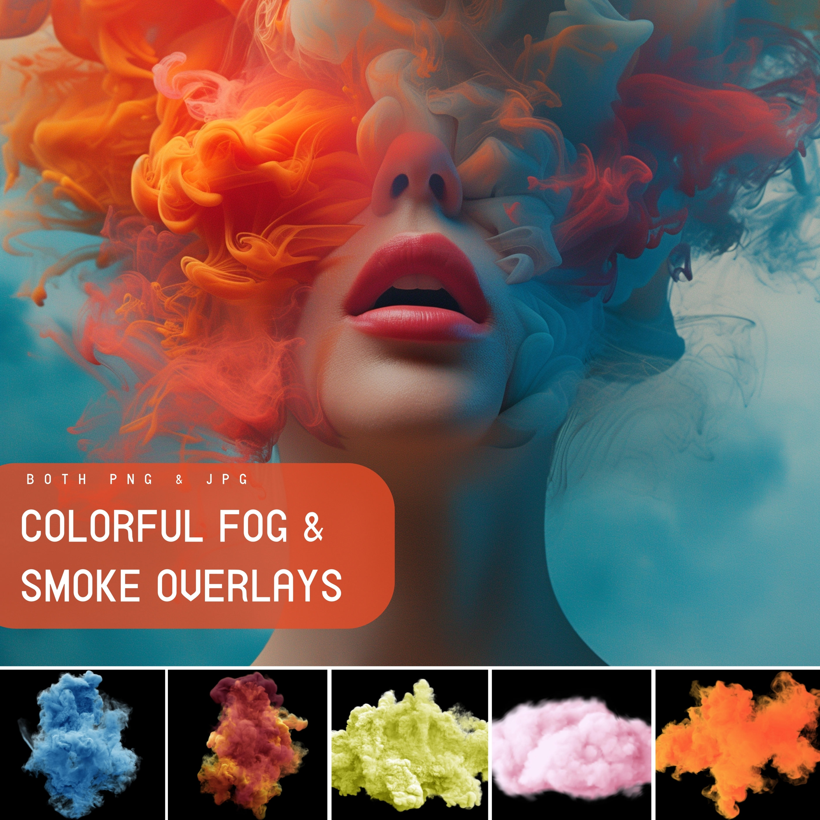 25 Colored Smoke Overlays, Smoke Bomb Overlays, Digital Texture for ...