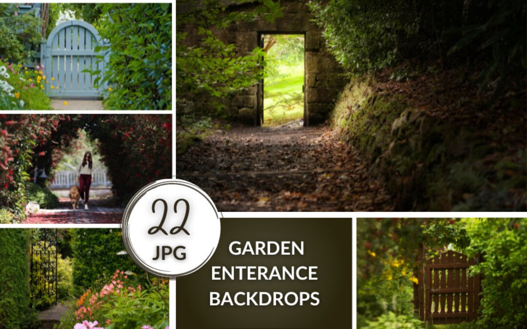 22 Garden Entrance Backdrops, Digital JPG Photo Backgrounds With Green ...
