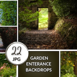 22 Garden Entrance Backdrops, Digital JPG Photo Backgrounds With Green ...