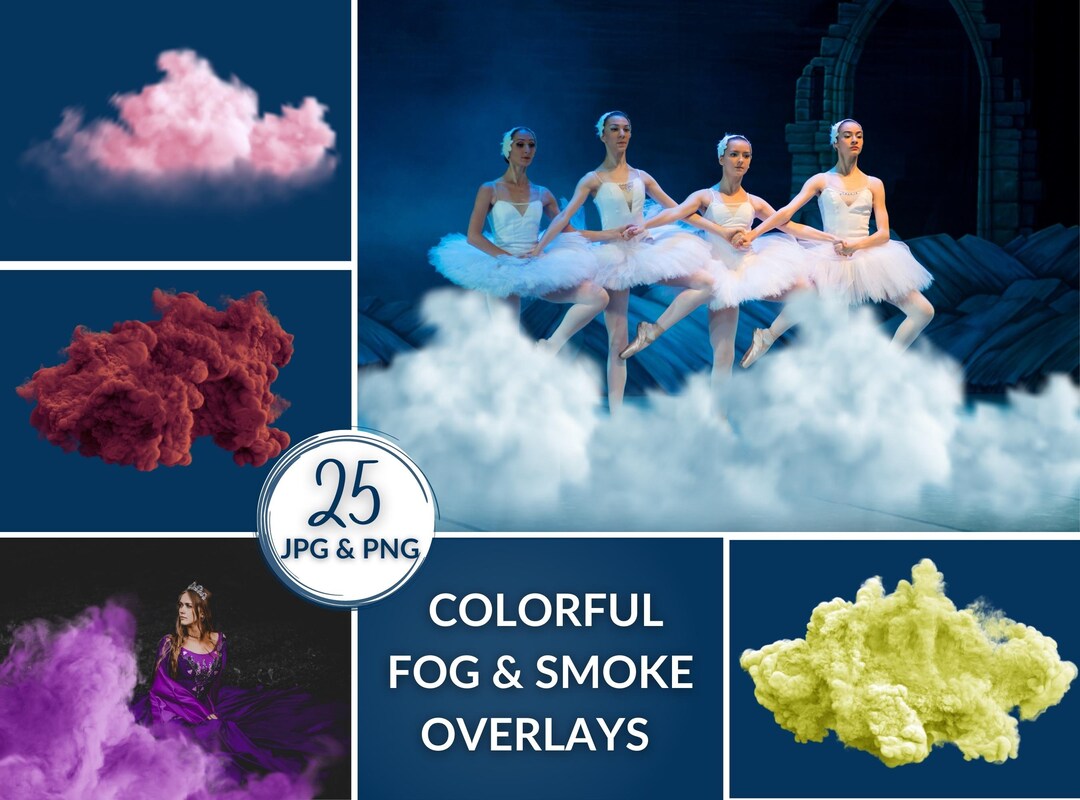 25 Colored Smoke Overlays, Smoke Bomb Overlays, Digital Texture for ...