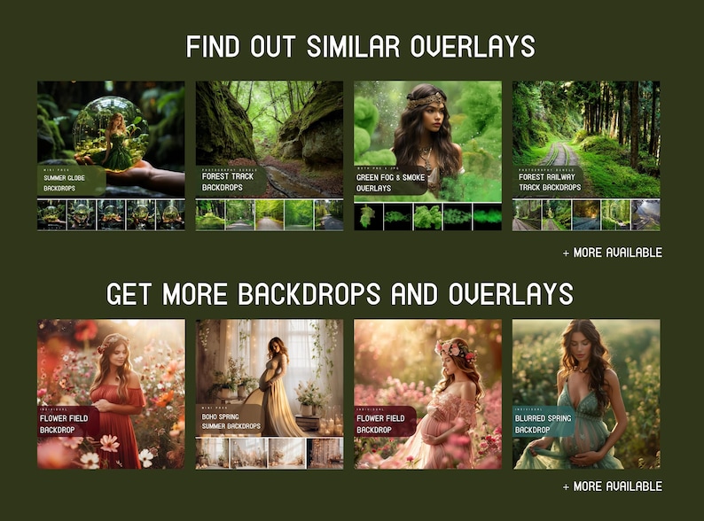 Tree Branch Overlay, Green Foliage Photoshop Overlays, Summer and Spring Overlays, Botanical ...