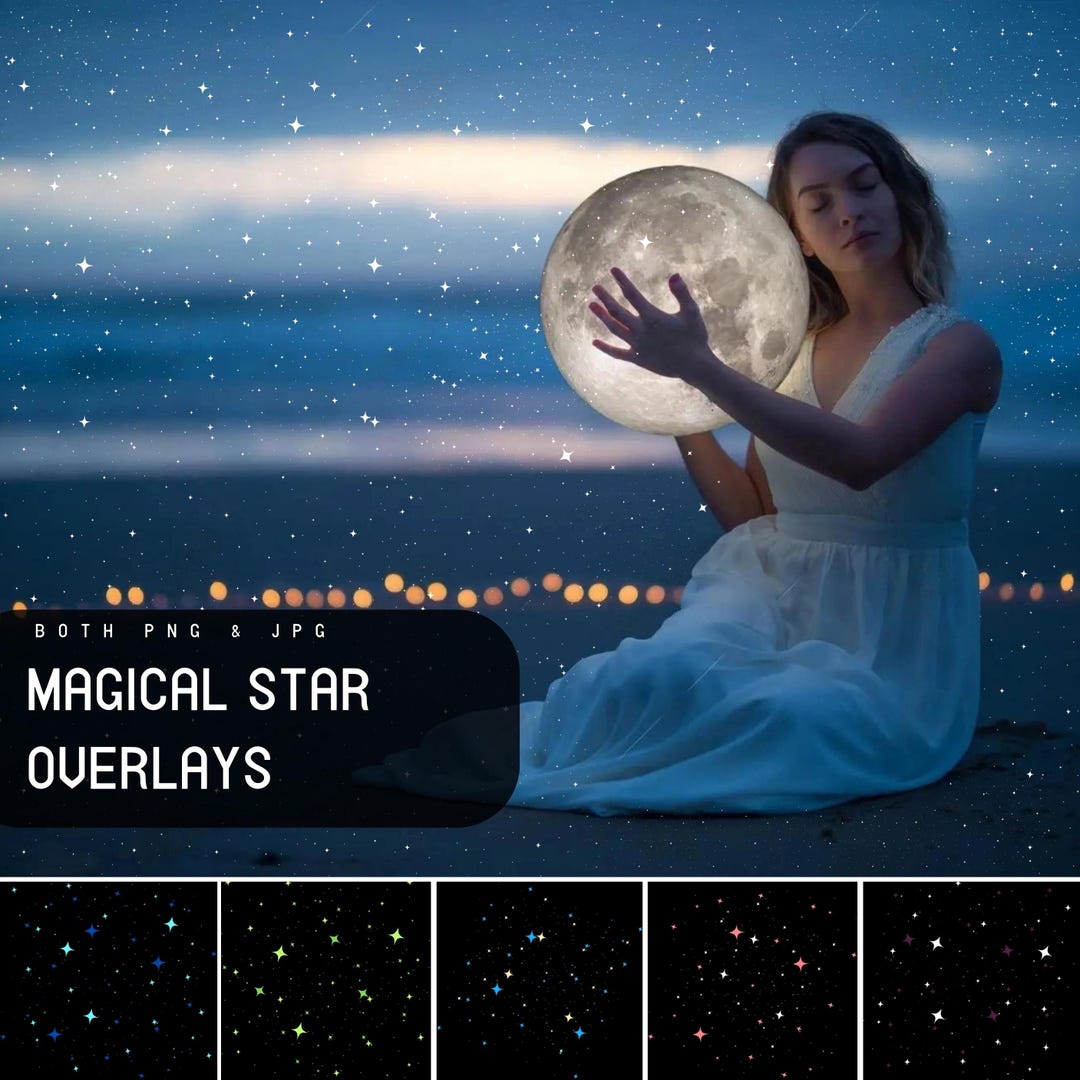Night and Starry Sky Overlays, Silver Bokeh, Magical Sky Star, Star ...