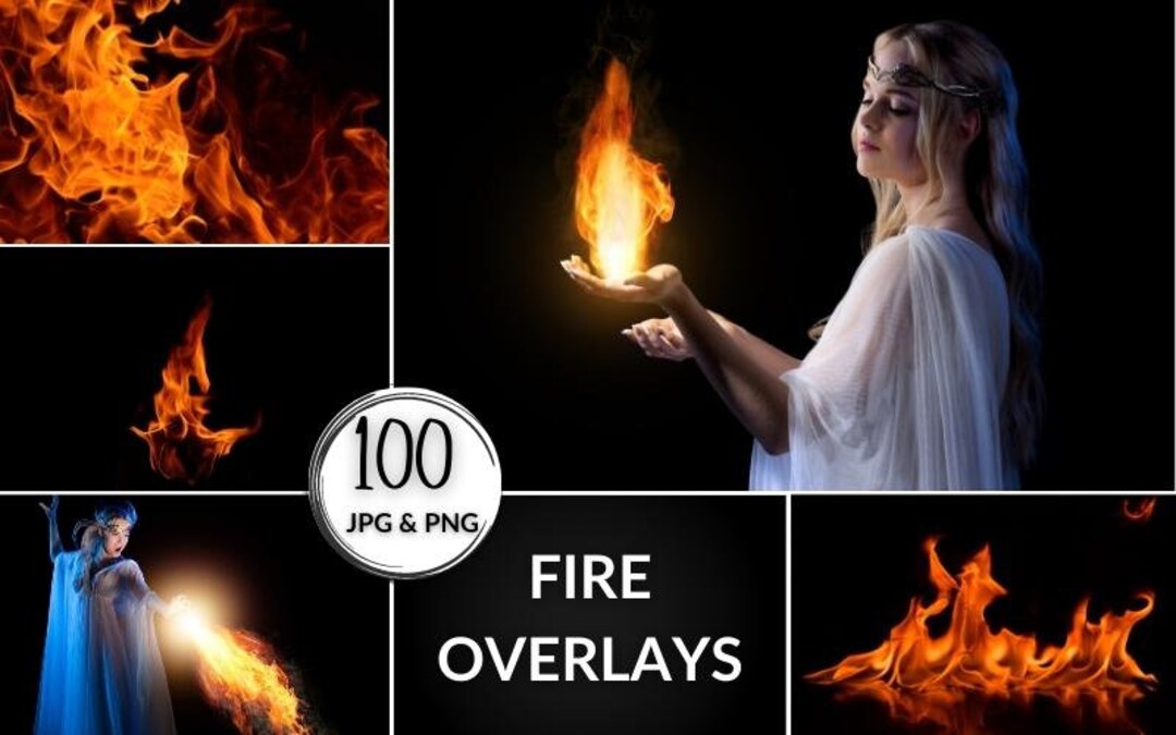 100 Fire Overlays, Photoshop Overlays, Campfire, Flamers, Fire Toch ...