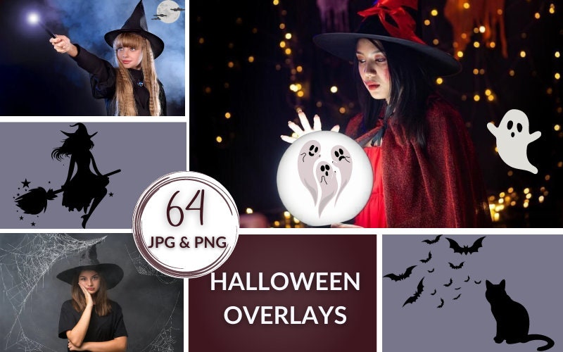 64 Halloween Overlays, PNG and SVG Overlays, Pumpkin Background, Ghost ...