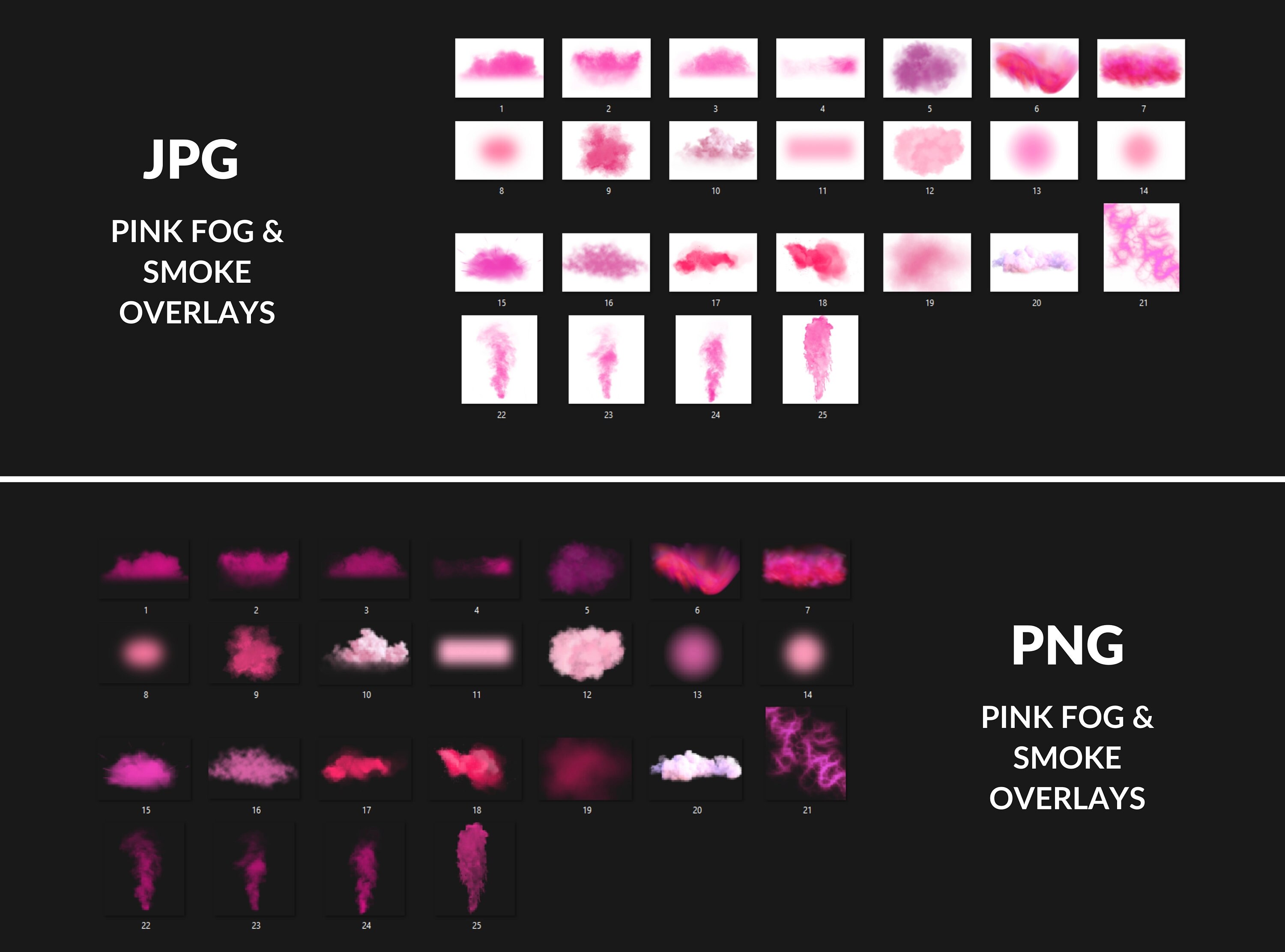 Pink Fog and Smoke Overlays, Digital Texture for Photoshop, Realistic ...