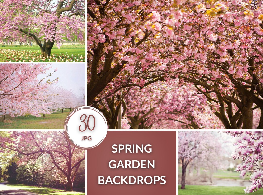 30 Spring Garden Backdrops, Digital JPG Photo Backgrounds With Green ...