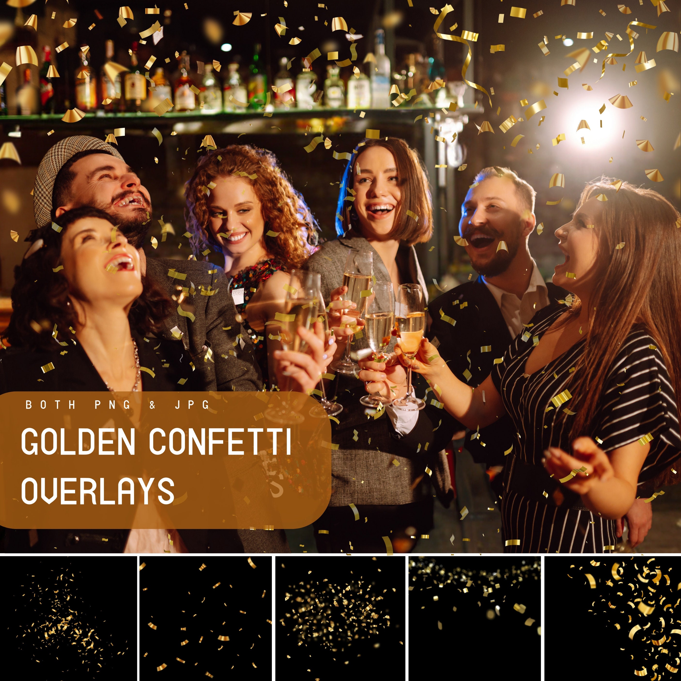Golden Confetti Overlays, Blowing Glitter Digital for Photoshop ...