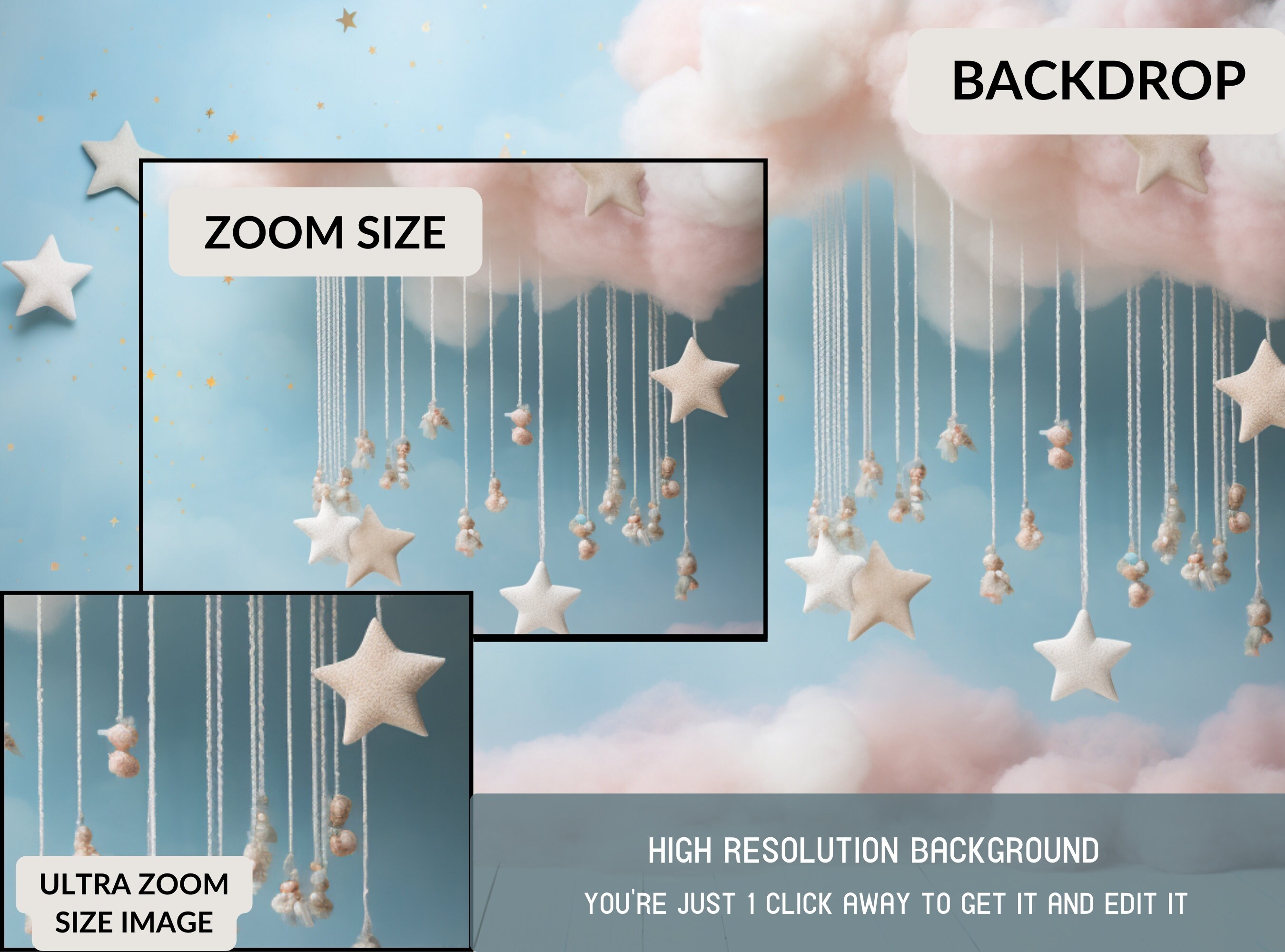 Dreamy Baby Backdrop, Newborn Baby Backdrops, Baby Birthday Backdrops ...