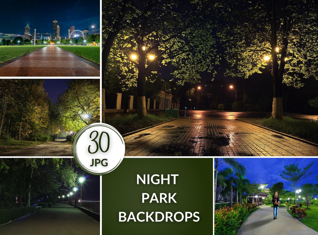 30 Night Park Backdrops, Digital Garden Photo Backgrounds With Green ...