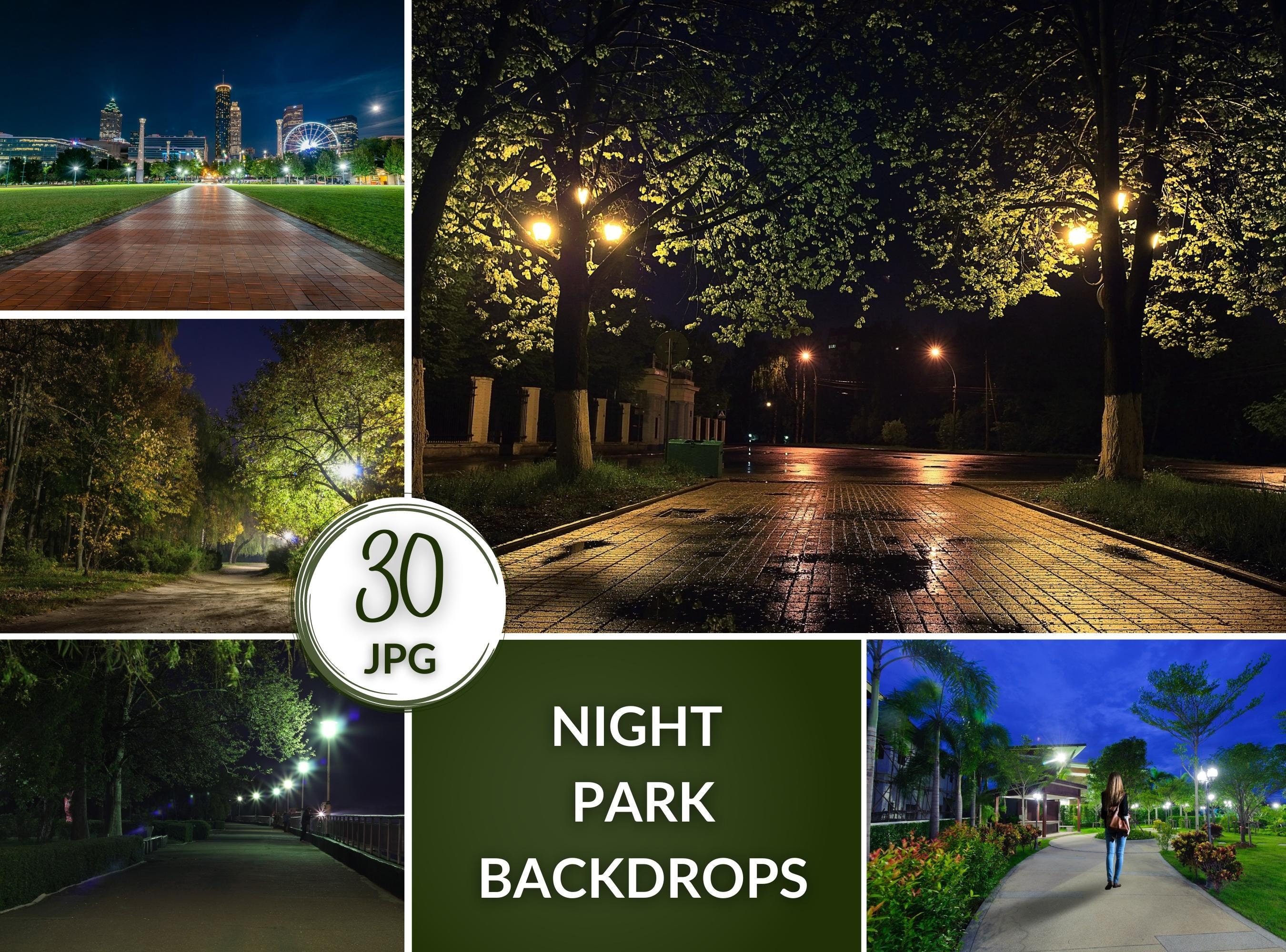 30 Night Park Backdrops, Digital Garden Photo Backgrounds With Green ...