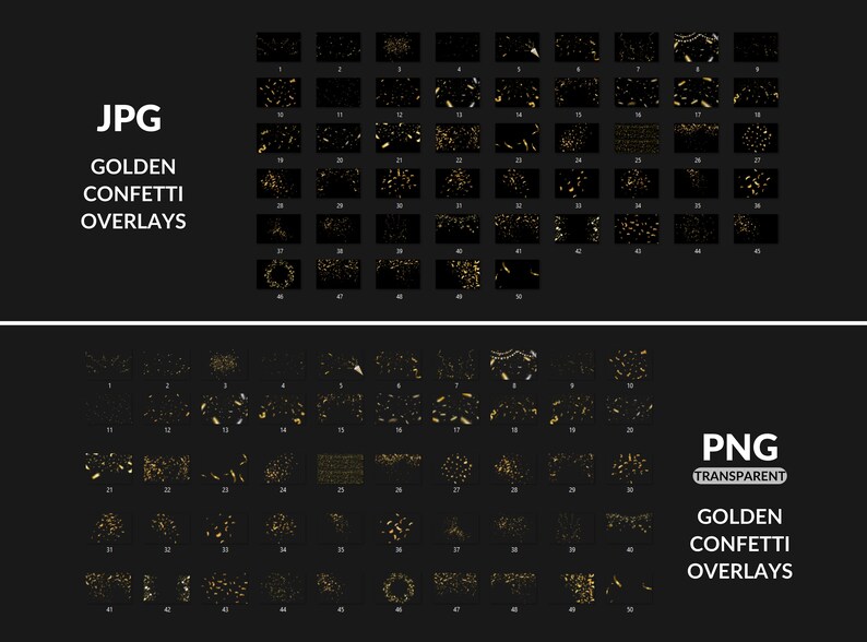 Golden Confetti Overlays, Blowing Glitter Digital for Photoshop ...