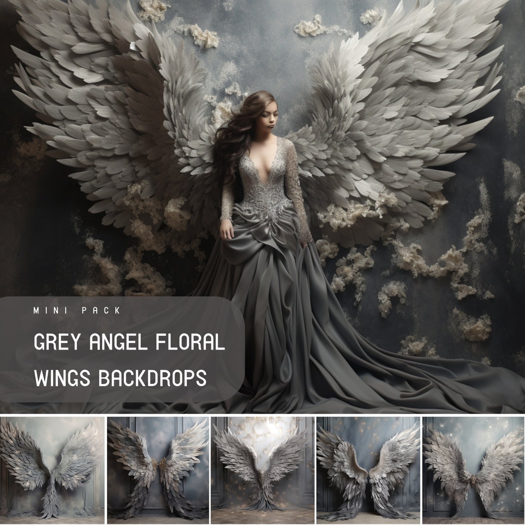 Grey Angel Wings Backdrops, Magic Butterfly Wings, Texture for ...