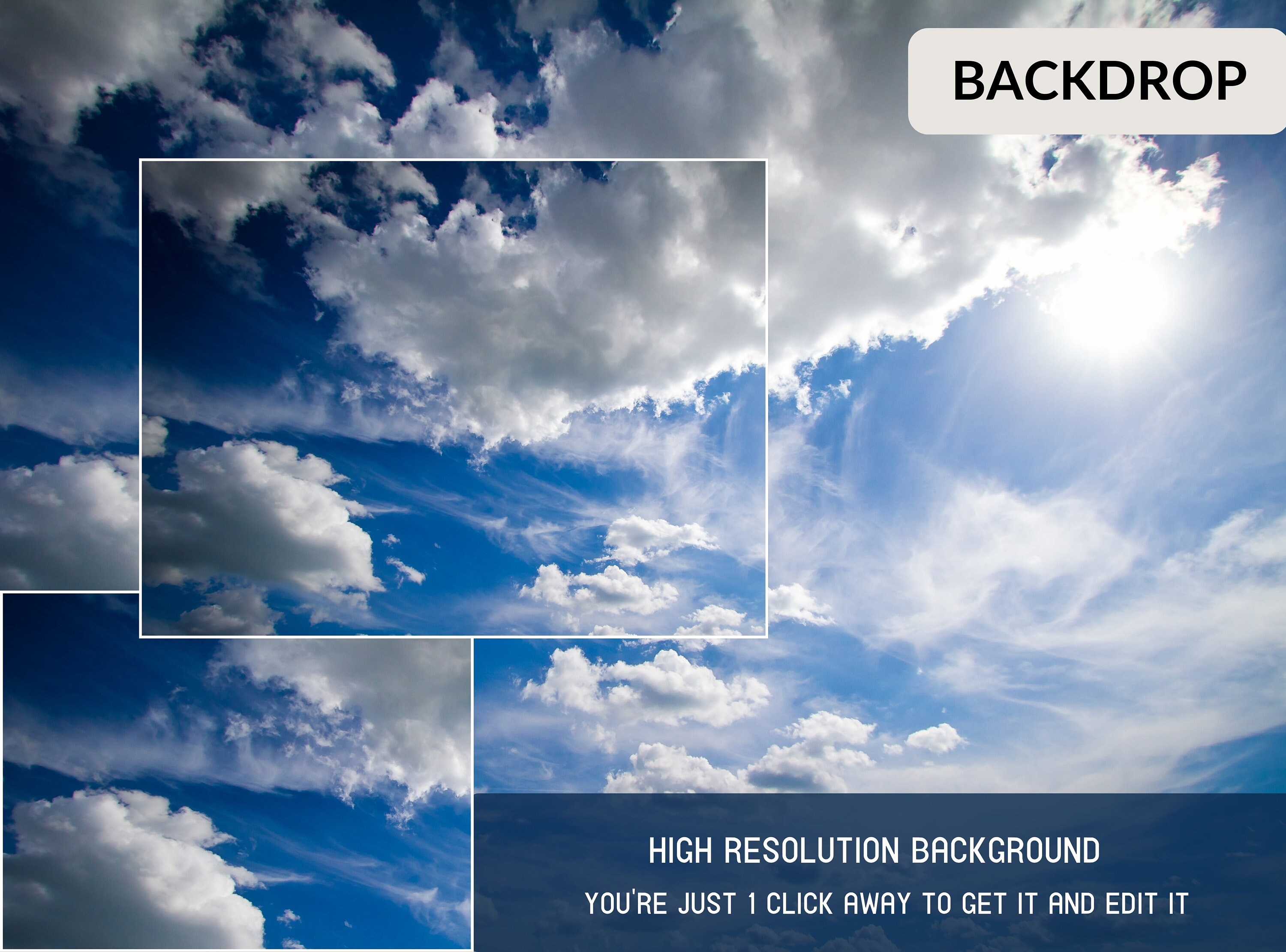 36 Blue Sky Backdrops, Sun Sky Backdrops for Photo Editing, Dramatic ...