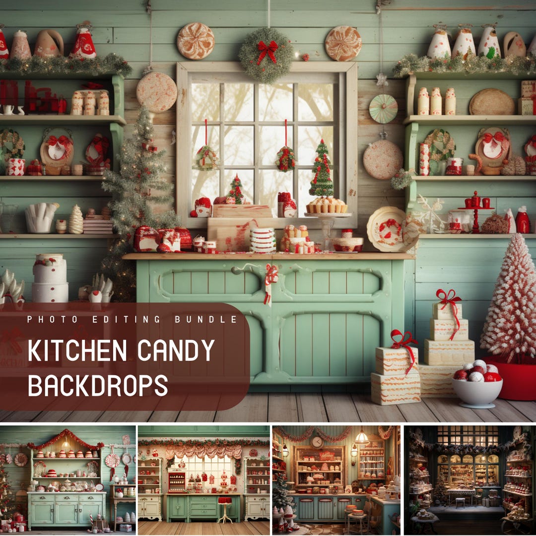 Kitchen Candy Backdrops, Christmas Digital Backdrop Composite, Bakery ...