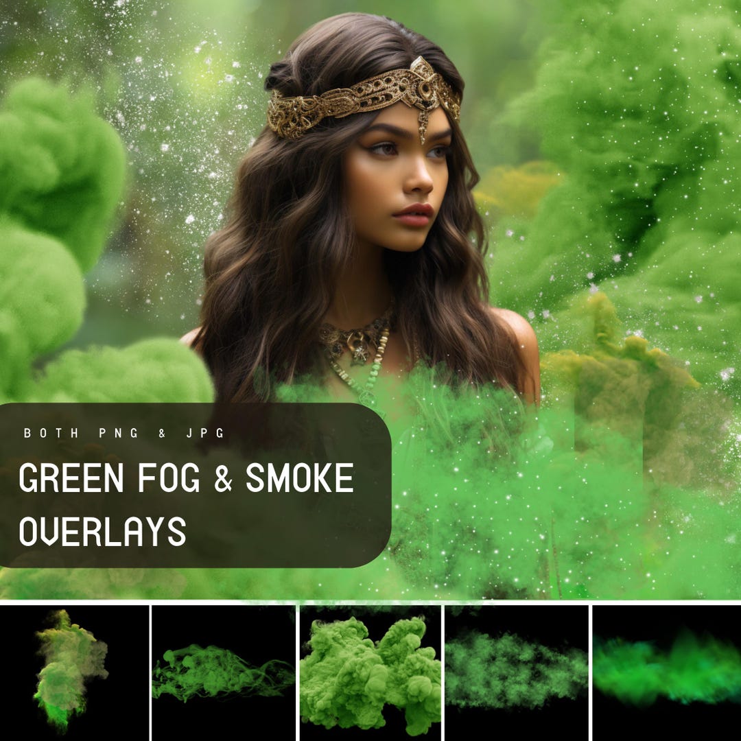 Green Fog and Smoke Overlays, Mist Textures for Photoshop, Green Royal ...