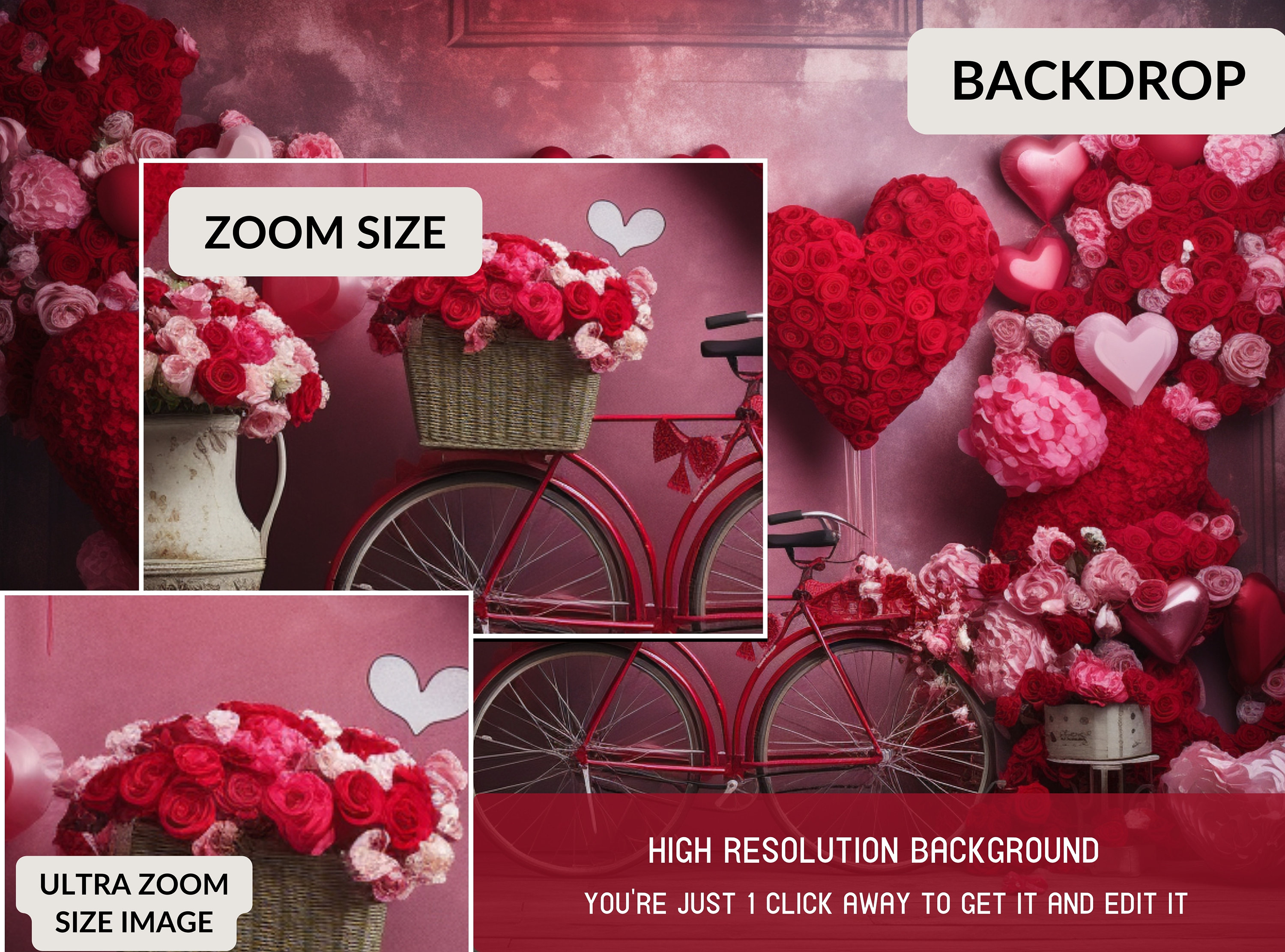 Valentine Backdrop for Couple Photography, Valentine Digital Backdrop ...