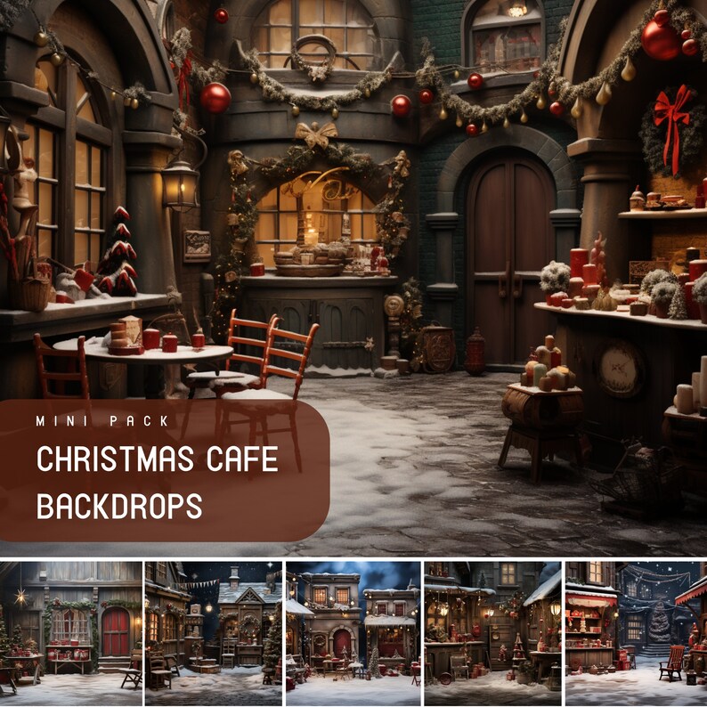 Cozy Christmas Bakery Cafe Digital Portrait Backdrop,festive Holiday ...