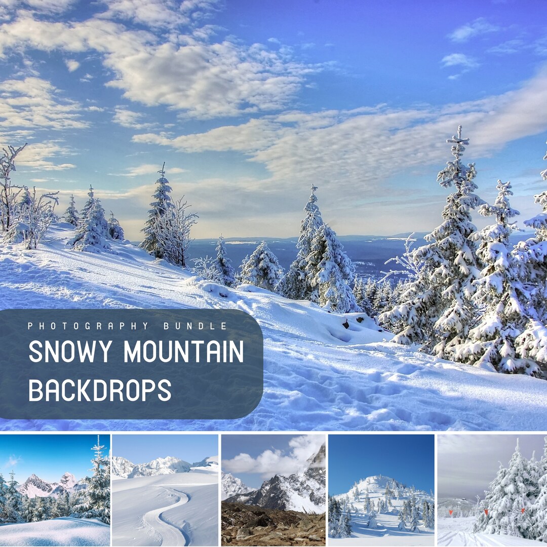 40 Winter Mountain Bckdrops, Digital Snowy Mountain Photoshop ...