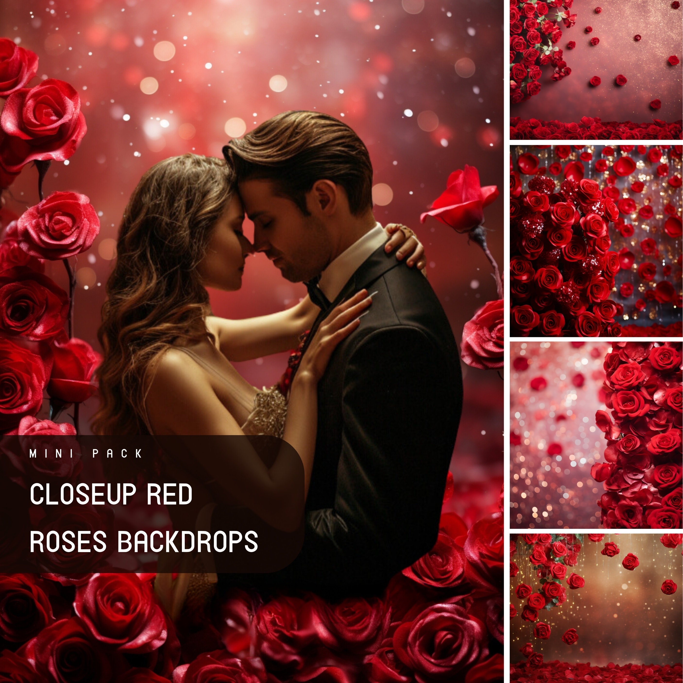Close up Red Roses Portrait Photography, Valentine's Day Backdrop for ...