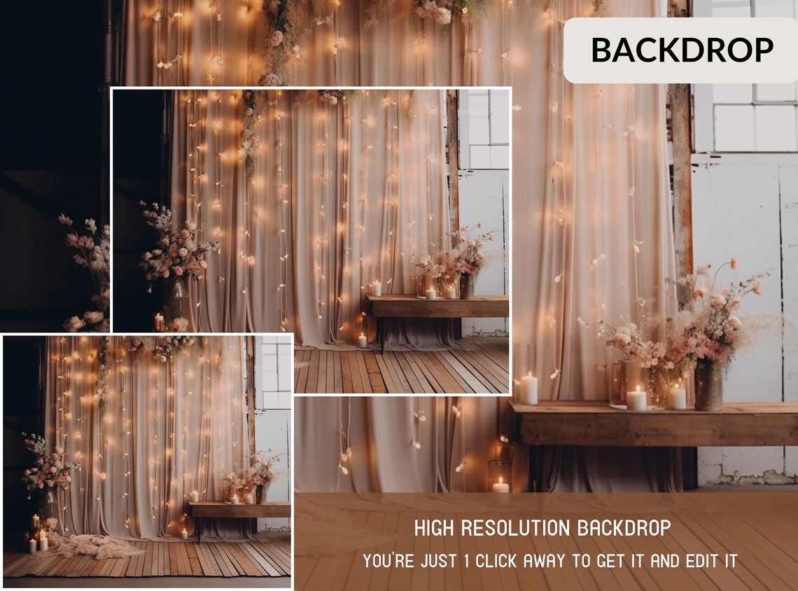 Elegant Boho Backdrop, Maternity Backdrop, Digital Portrait Photo ...