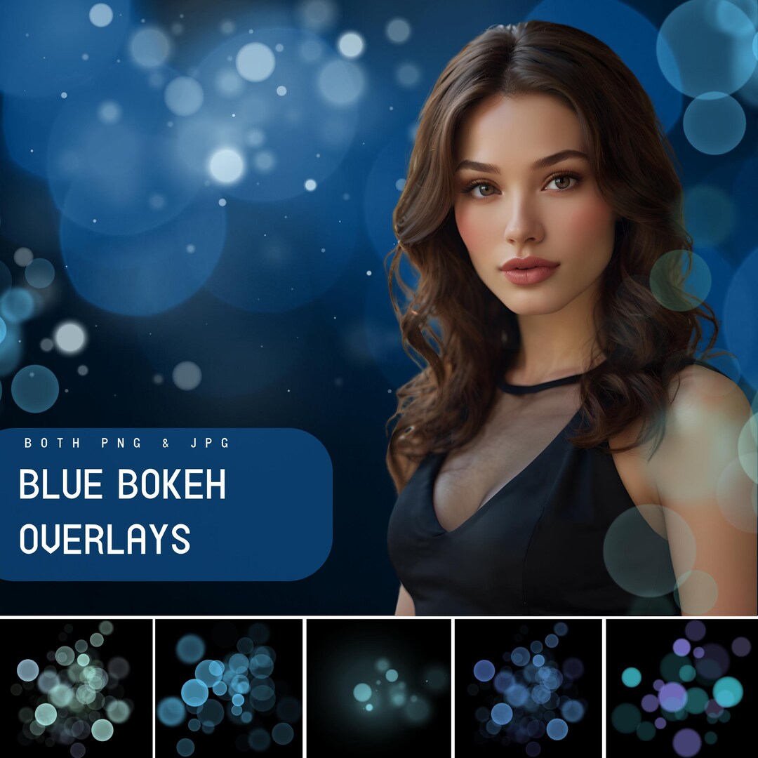 30 Blue Bokeh Photoshop Overlays, Lens Flare Digital Textures for Photo ...