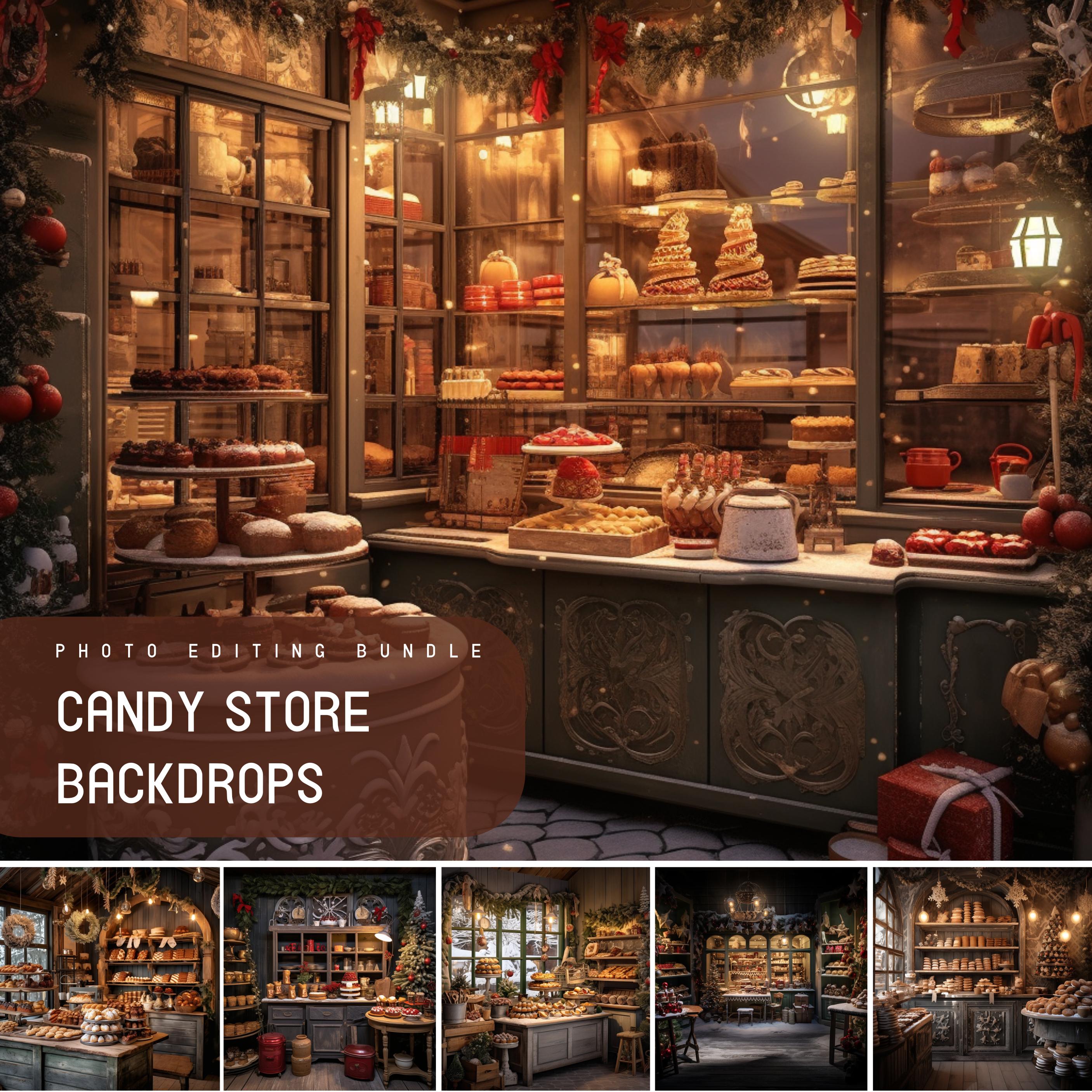 Candy Store Backdrops, Christmas Digital Backdrop Composite, Bakery ...