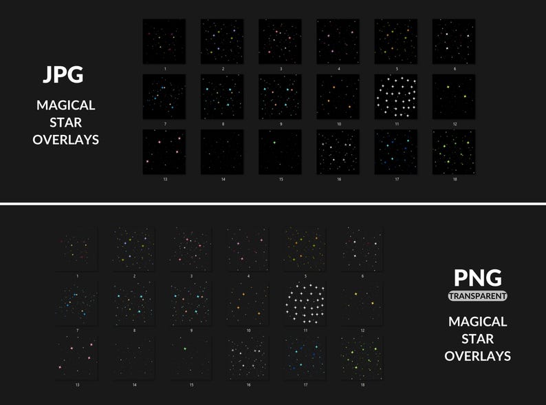 Night and Starry Sky Overlays, Silver Bokeh, Magical Sky Star, Star ...