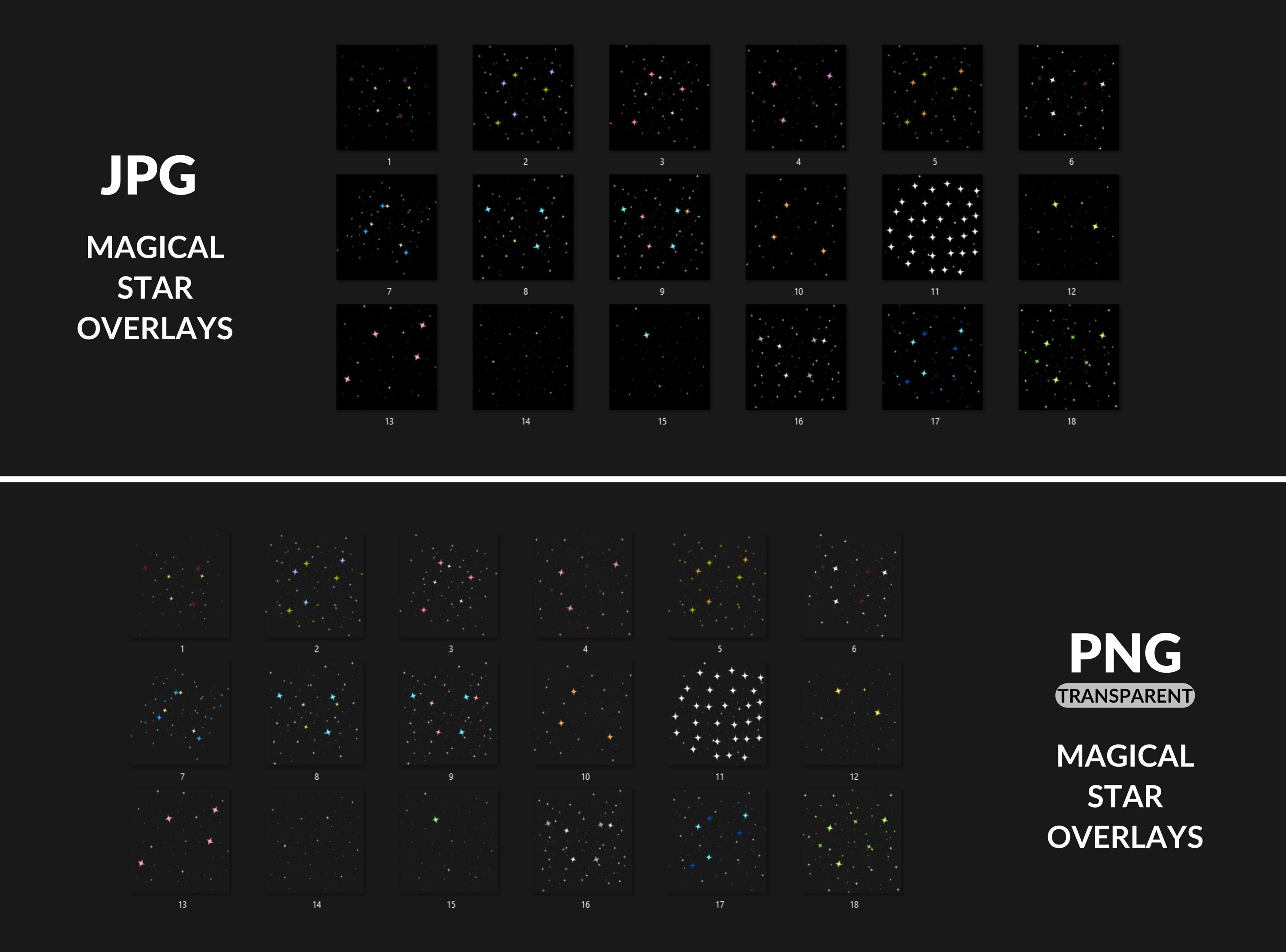 Night and Starry Sky Overlays, Silver Bokeh, Magical Sky Star, Star ...