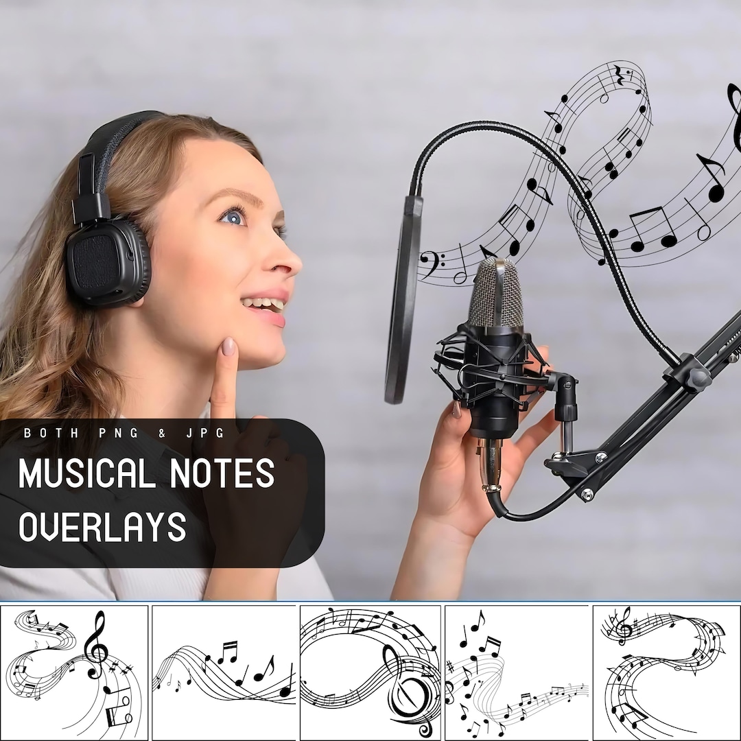 Musical Notes Overlays, Photography Prop, Overlay Bundle, Jpg and Png ...