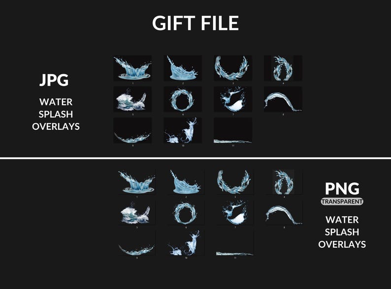 Water Splash Overlays, Sea Wave Textures for Photoshop, Realistic ...