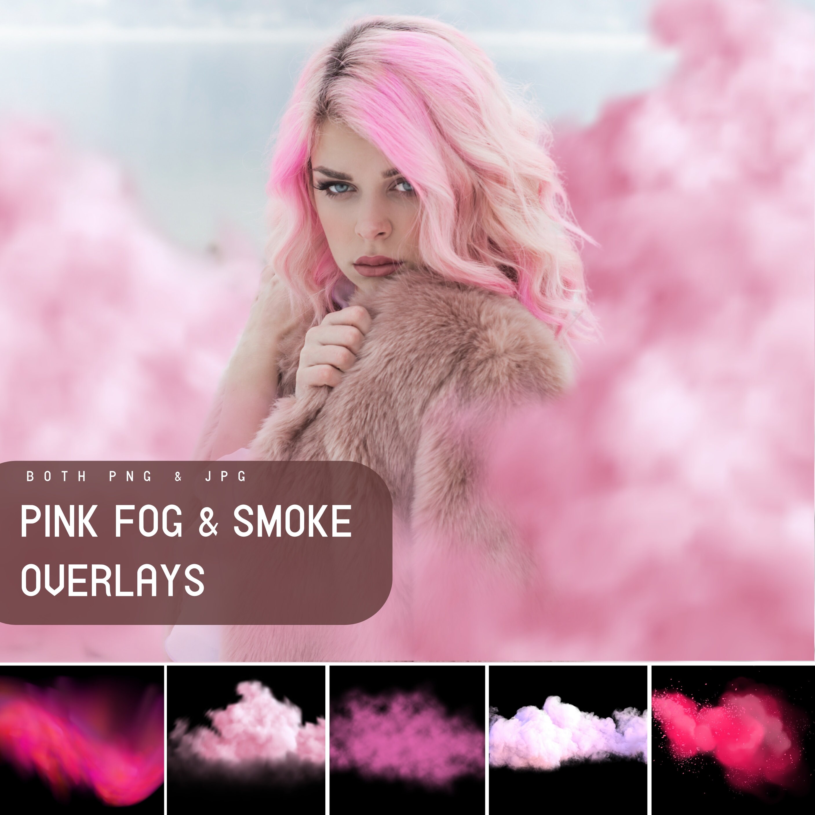 Pink Fog and Smoke Overlays, Digital Texture for Photoshop, Realistic ...
