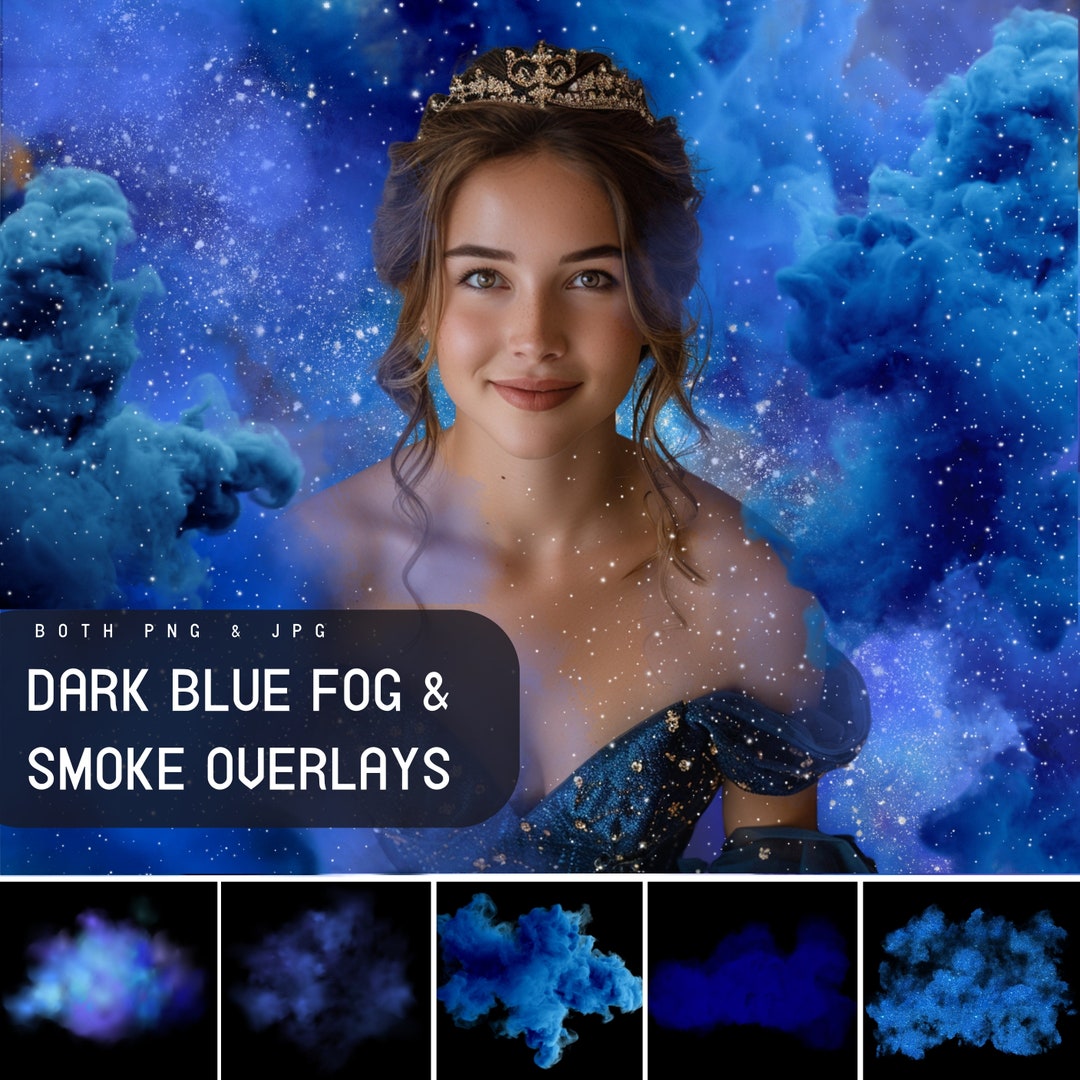 Blue Fog and Smoke Overlays, Mist Textures for Photoshop, Blue Royal Realistic Foggy Effect for ...