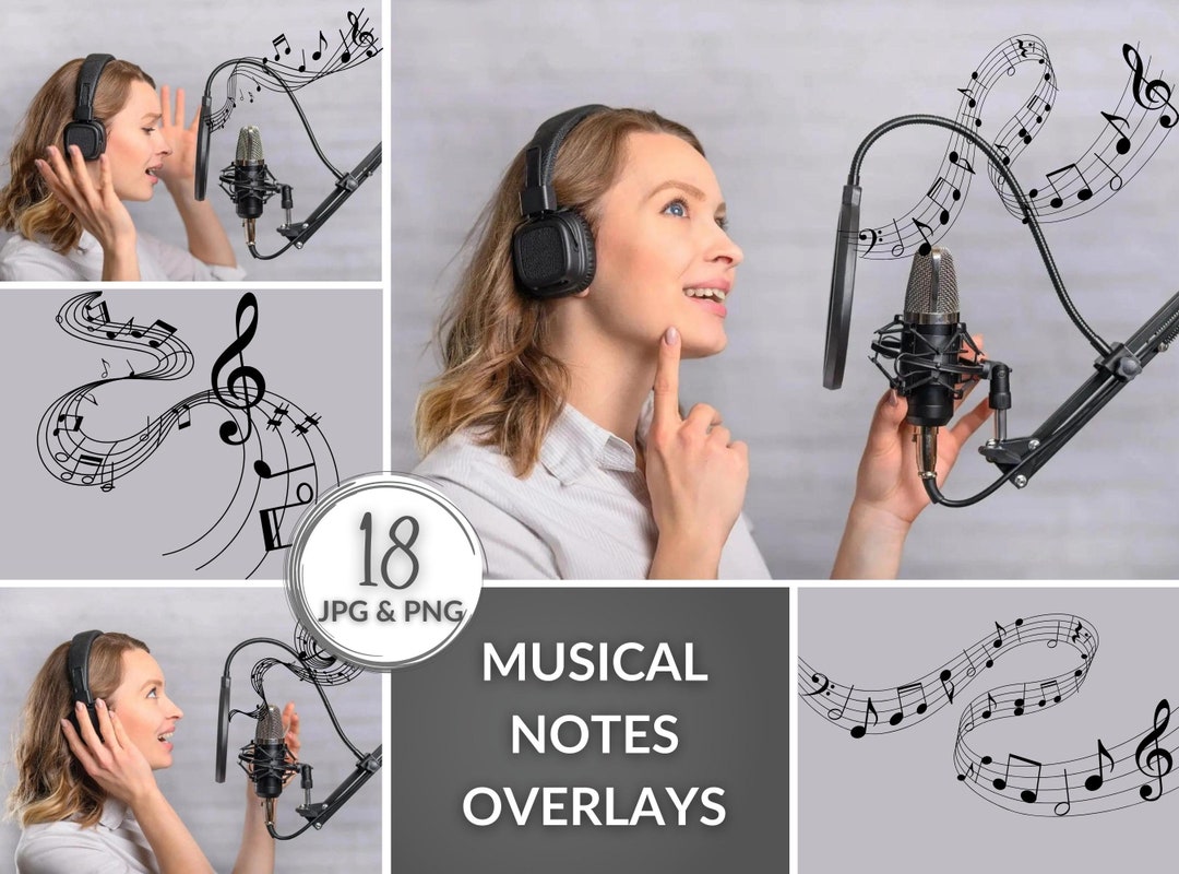 18 Musical Notes Overlays, Photography Prop, Overlay Bundle, Jpg and ...