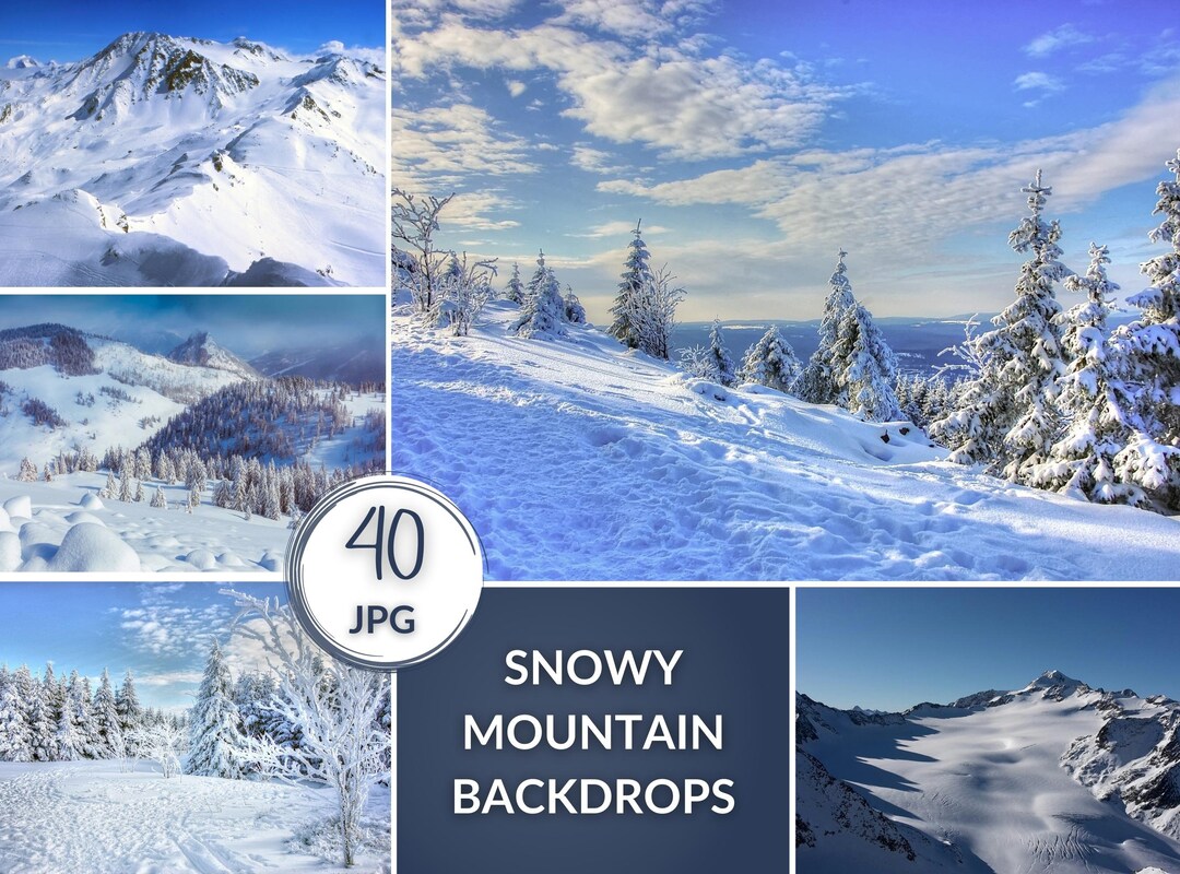 40 Winter Mountain Bckdrops, Digital Snowy Mountain Photoshop ...
