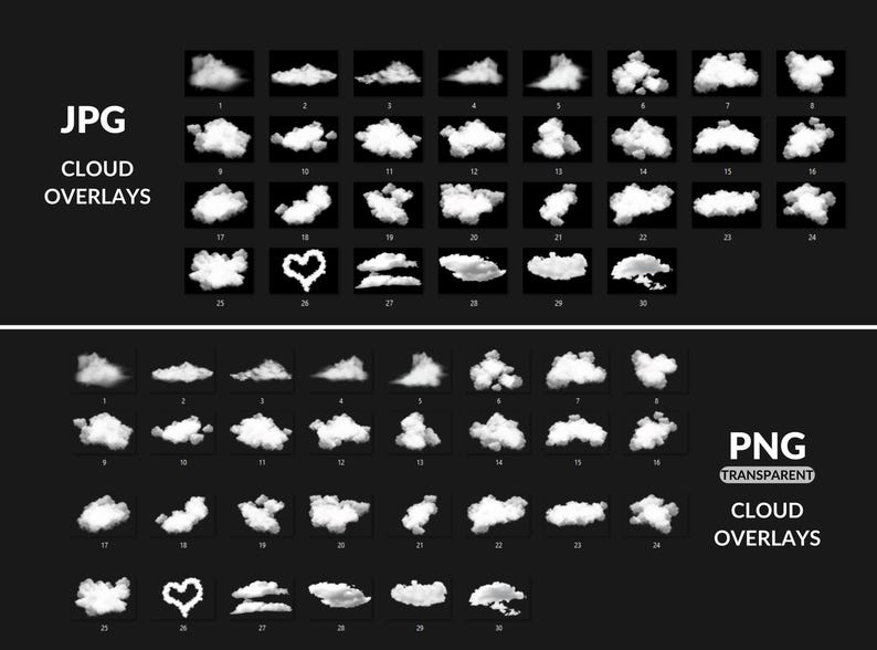 Cloud Overlays, Real Clouds for Sky Backdrops, Moon Overlays, Summer ...