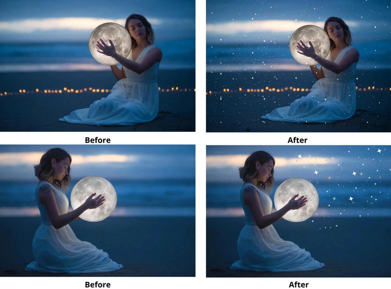 18 Night and Starry Sky Overlays for Photoshop, Dark Cloudy Sky ...