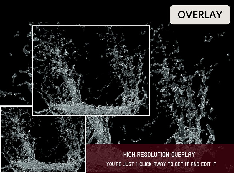 Water Splash Overlay, Transparent Background, Photoshop Overlays, Realistic Water Splash ...