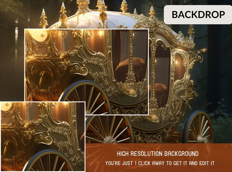 Princess Carriage Backdrop, Fairy Carriage Backdrop, Royal Carriage ...