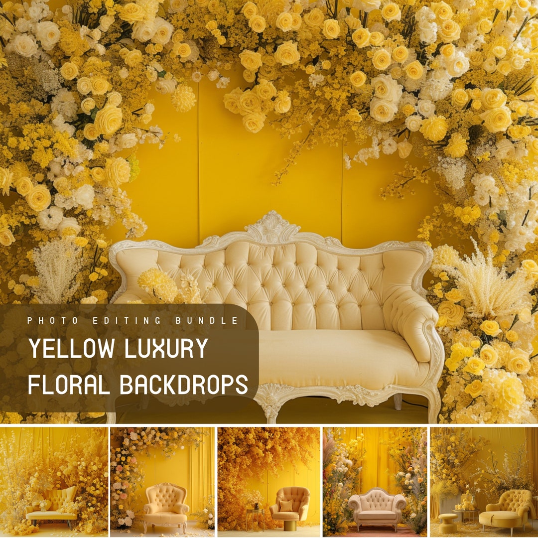 Floral Backdrop, Floral Garden Backdrop, Yellow Floral, Maternity ...