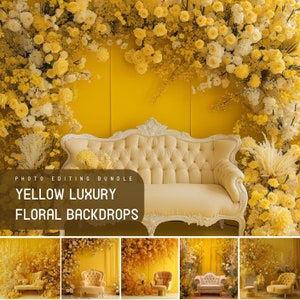 Floral Backdrop, Floral Garden Backdrop, Yellow Floral, Maternity ...