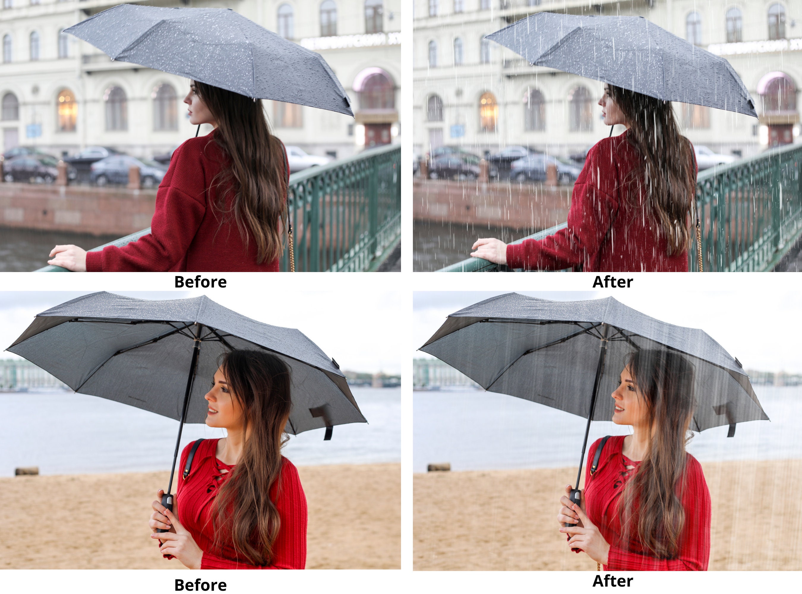 60 Falling Rain Photoshop Overlays, Drizzle Digital Textures for Photo ...
