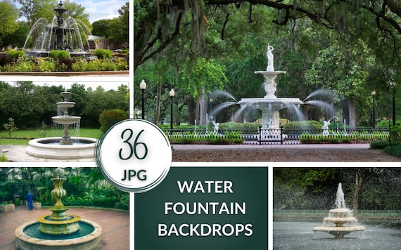 36 Water Fountain Backdrop Garden Fountain Background for - Etsy