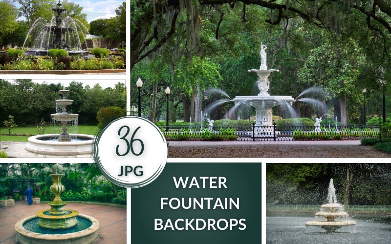 36 Water Fountain Backdrop, Garden Fountain Background for Wedding ...