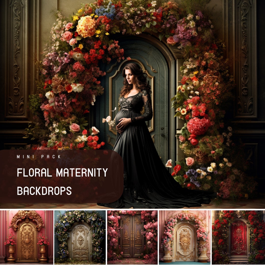 Floral Maternity Backdrops, Photoshop Overlays, Portrait Photo Texture ...