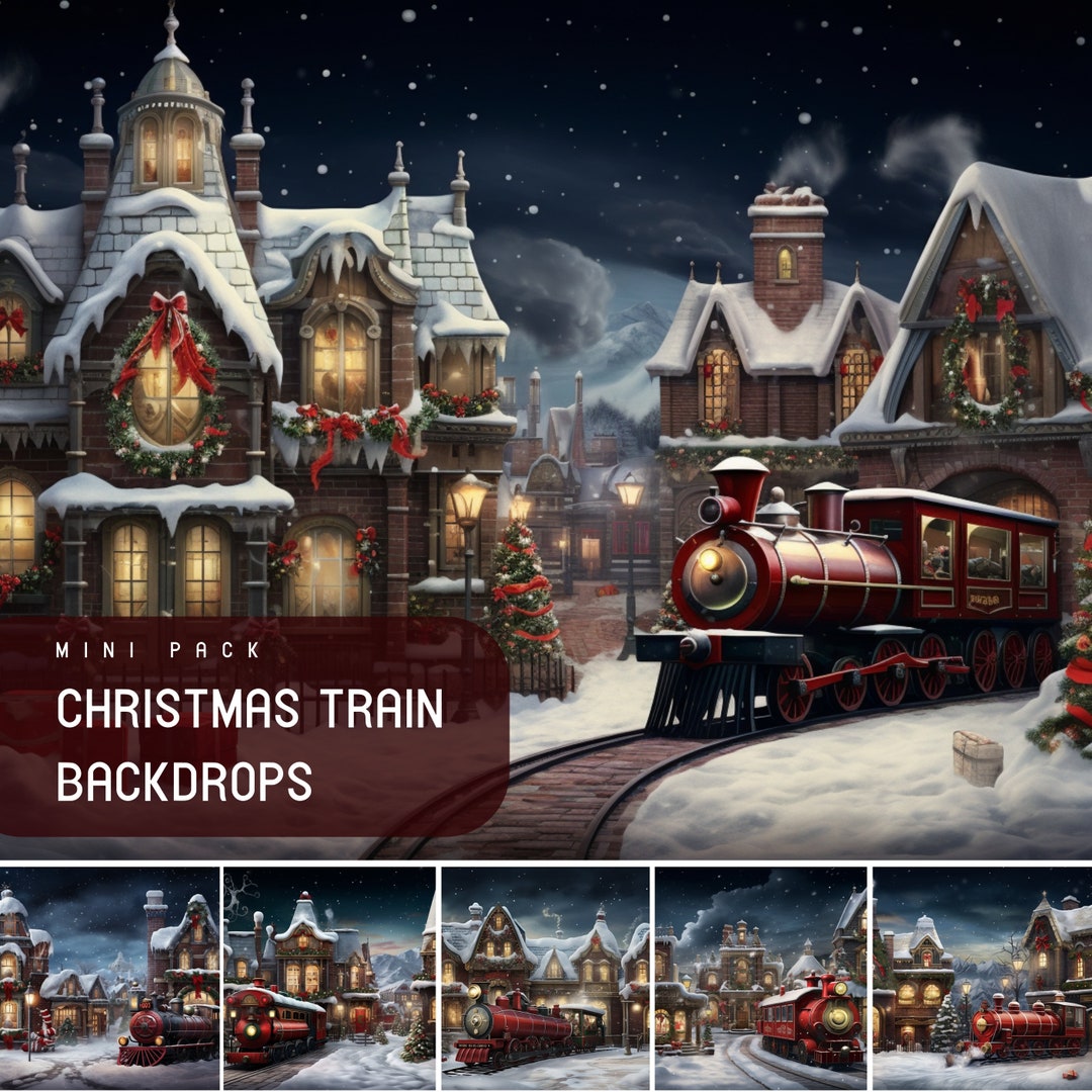 Christmas Train Backdrops Best Mini Pack of Digital Overlay, Photo ...