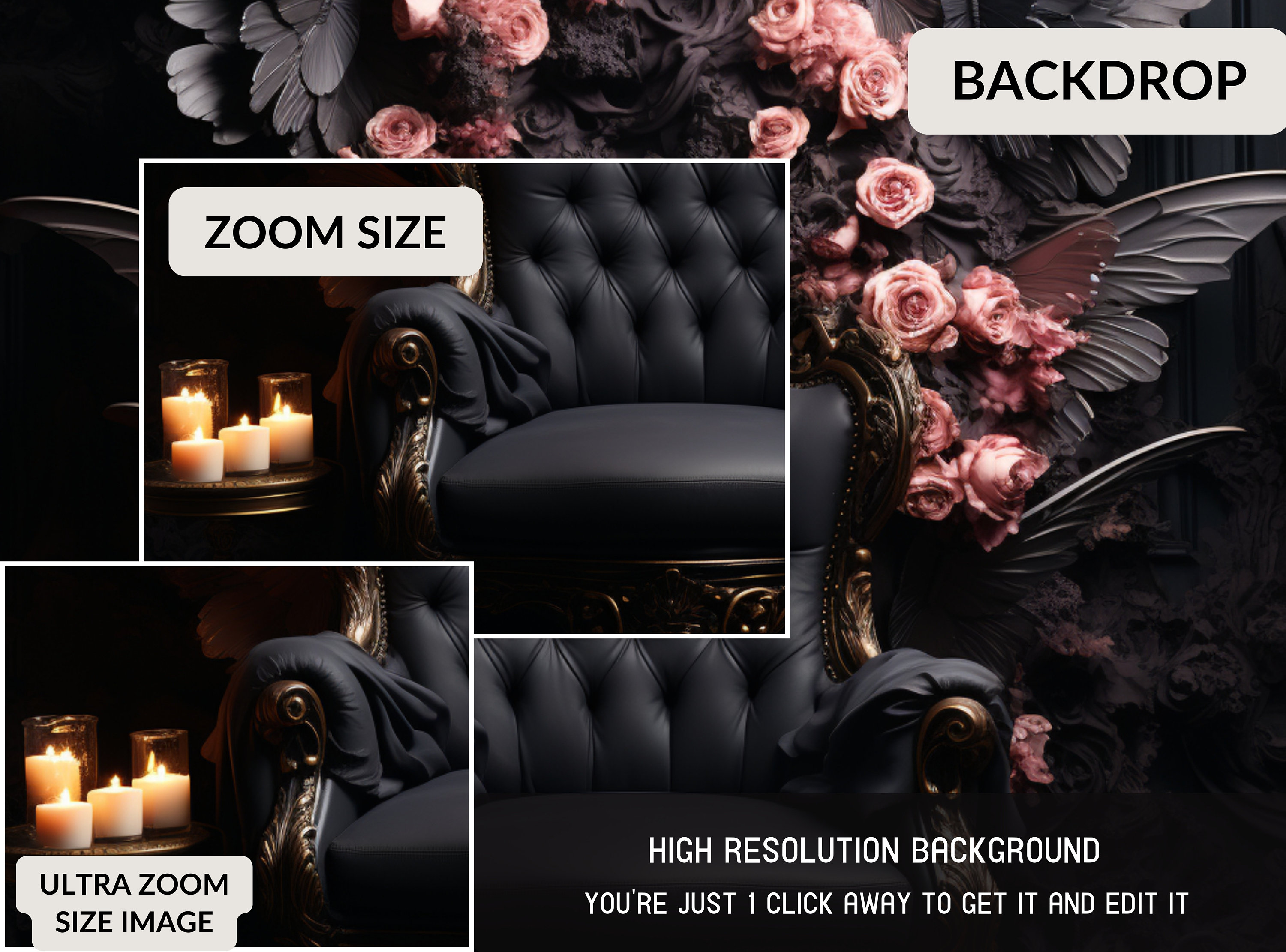 Floral Throne Chair Backdrop, Best for Photography, Maternity Backdrop ...