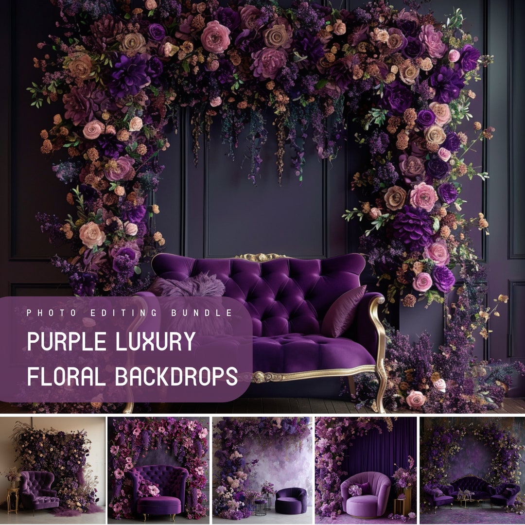 Floral Backdrop, Floral Garden Backdrop, Purple Floral, Maternity ...