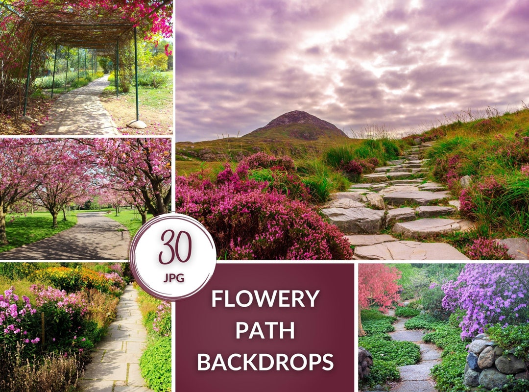 30 Flowery Path Garden Backdrops, Digital JPG Photo Backgrounds With ...