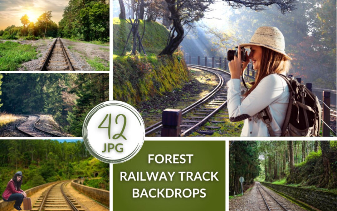 42 Forest Railway Track Digital Backdrops, Photo Backgrounds for ...