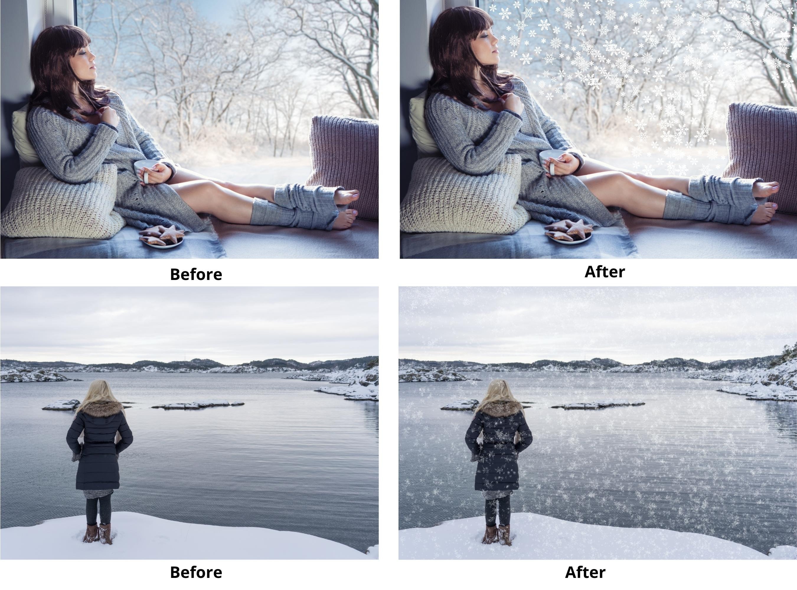 65 Snow Overlays, Winter Digital Photoshop Textures, Snowfall Effect ...